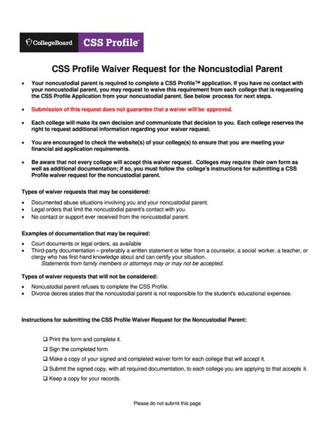 Css Profile Non Custodial Parent Fill Online Printable Fillable Blank PdfFiller