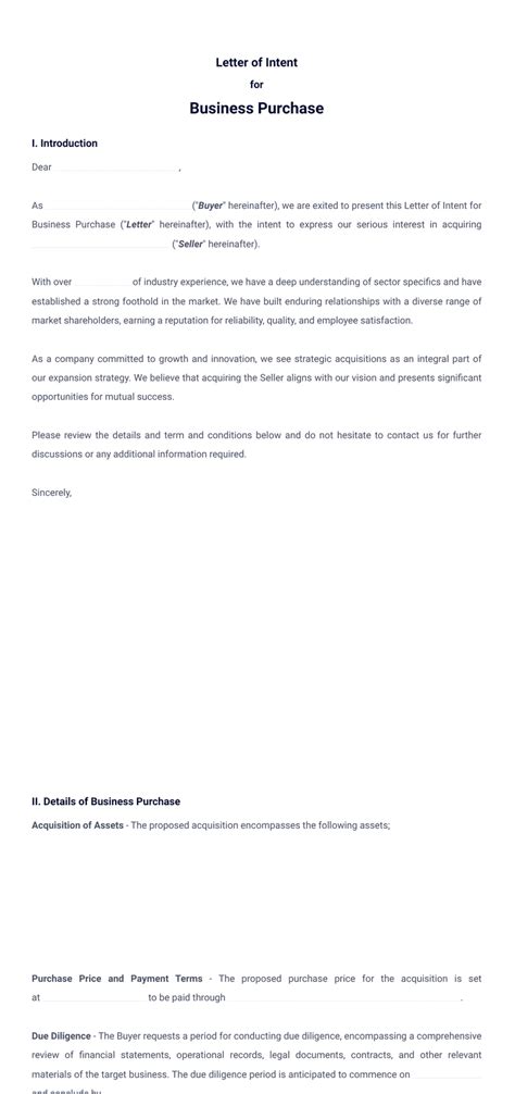 Business Purchase Letter Of Intent Template Sign Templates Jotform