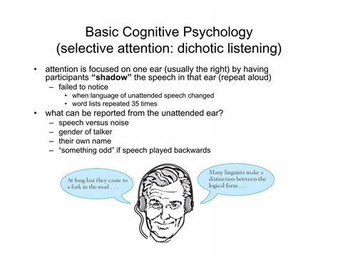 Basic Cognitive Psychology Selective Attention Dichotic Listening