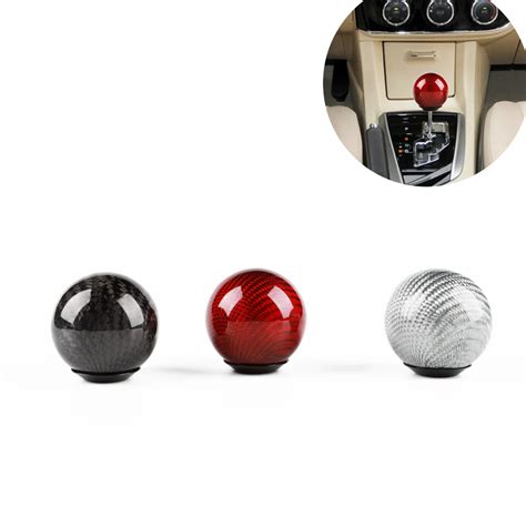 범용 자동차 기어 시프트 노브 시프터 레버 라운드 볼 모양 실제 탄소 섬유 Aliexpress