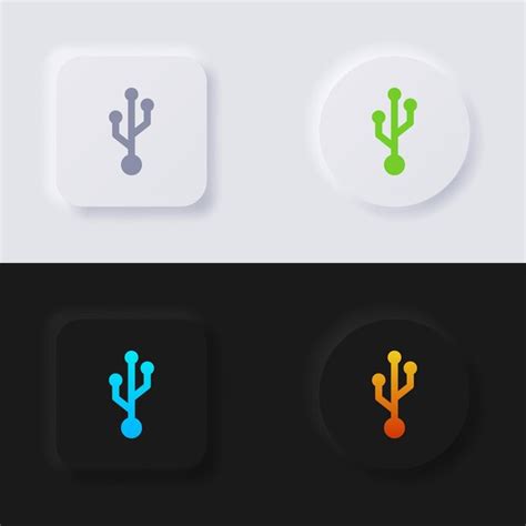 Premium Vector Usb Symbol Icon Set Multicolor Neumorphism Button