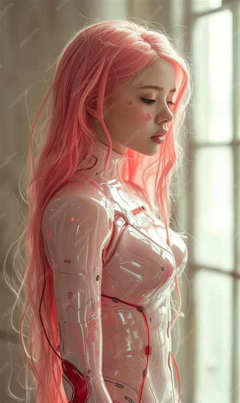 Premium Photo Female Cyborg Robot Girl In Exoskeleton Glossy Shiny Armor Cyberpunk Woman Of