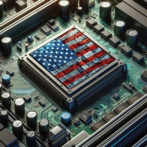 Flag Of Usa On A Mainboard Cpu Chip Stock Illustration Illustration Of Chain American 309258428