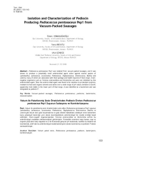 Pdf Isolation And Characterization Of Pediocin Producing Pediococcus