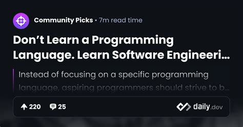 Dont Learn A Programming Language Learn Software Engineering Dailydev