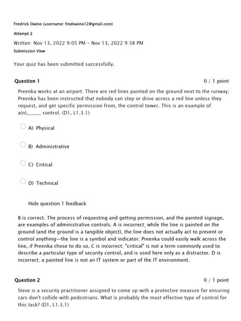 Quizzes Official Isc Certified In Cybersecurity Cc Pdf Pdf Access Control Computer Security