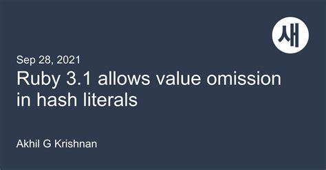 Ruby 31 Allows Value Omission In Hash Literals Rrails