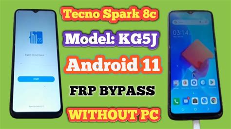 Tecno Spark 8c Android 11 Frp Bypass Without PC Model KG5J Android11 Google Account Remove