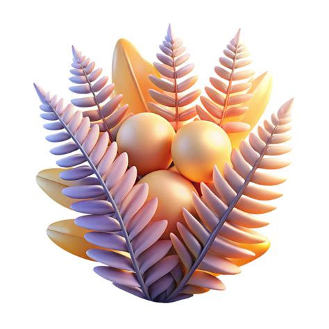 Extraordinary Contemporary Abstract 3d Render Golden Spheres Fern