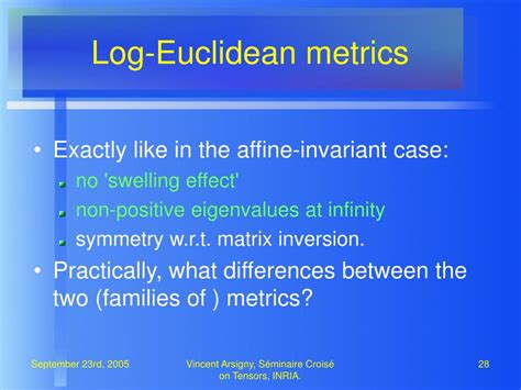 Ppt Diffusion Tensor Processing With Log Euclidean Metrics Powerpoint