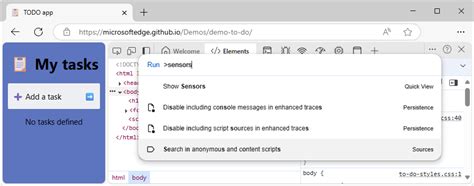 Emulate Device Sensors Microsoft Edge Developer Documentation