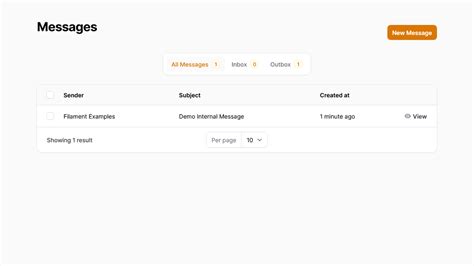 Inbox For Internal Messaging Filament Examples