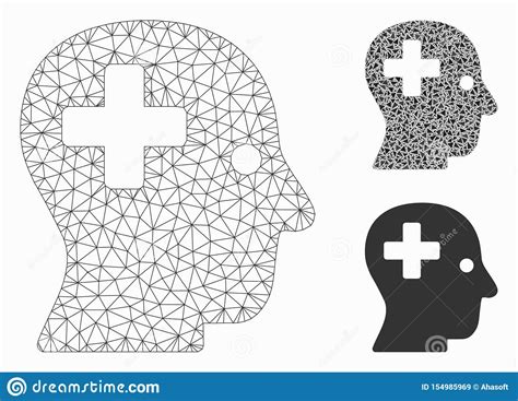 Plus Head Vector Mesh Wire Frame Model And Triangle Mosaic Icon Stock Vector Illustration Of