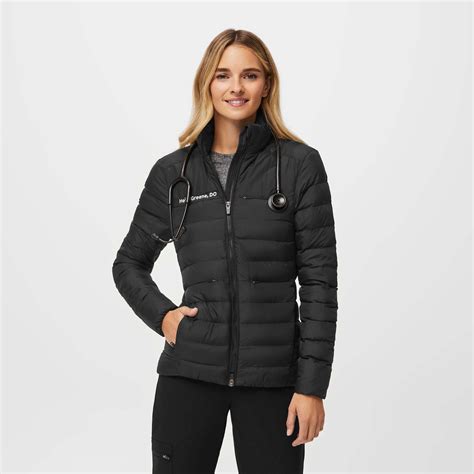 Womens On Shift Packable Puffer Jacket™ Black · Figs