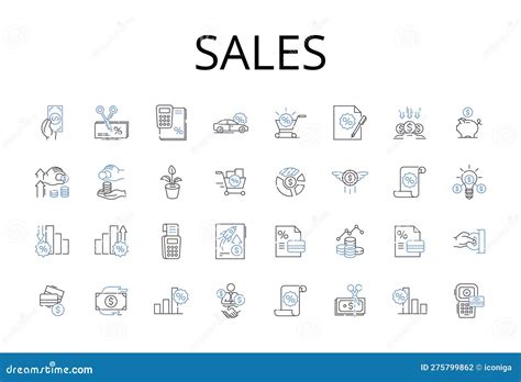 Sales Line Icons Collection Marketing Business Revenue Income