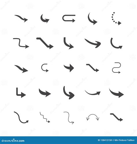 Vector Illustration Of Curved Arrow Icons 25 Curved Arrow Icons Set