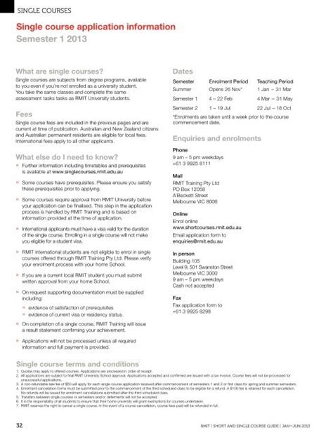 Application Form Rmit Short And Single Courses Rmit University