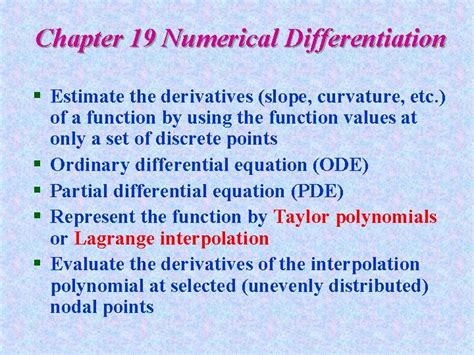 Chapter Numerical Differentiation Estimate The Derivatives Slope