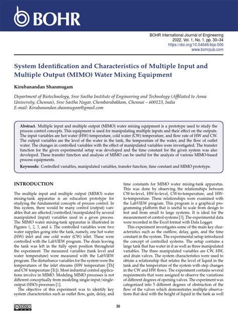 System Identification And Characteristics Of Multiple Input And