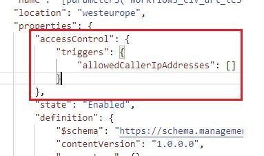 How To Configure Only Other Logic Apps In Logic App Arm Template To Be Called From A Specific