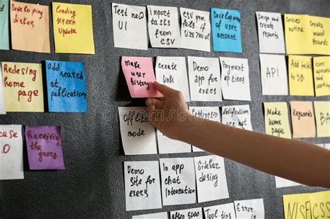 Young Woman Near Scrum Task Board In Office Stock Image Image Of Digital Manager 277679635
