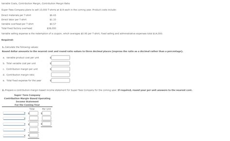 Solved Variable Costs Contribution Margin Contribution Chegg
