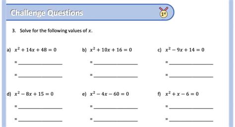 Algebra Solving Quadratic Equations Using The Null Factor Law Factorising