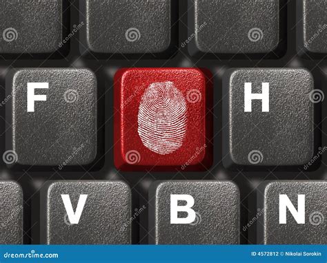 Computer Keyboard With Fingerprint Stock Photo Image Of Information Human
