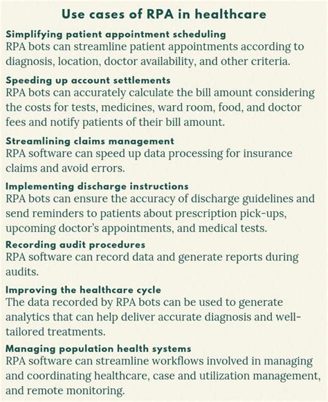 Use Cases Of RPA In The Healthcare Industry Artificial