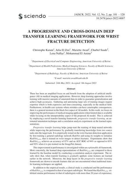 Pdf A Progressive And Cross Domain Deep Transfer Learning Framework For Wrist Fracture Detection