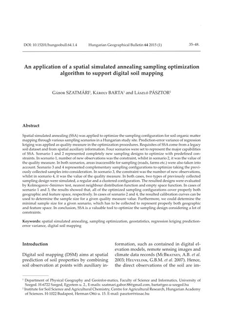 Pdf An Application Of A Spatial Simulated Annealing Sampling