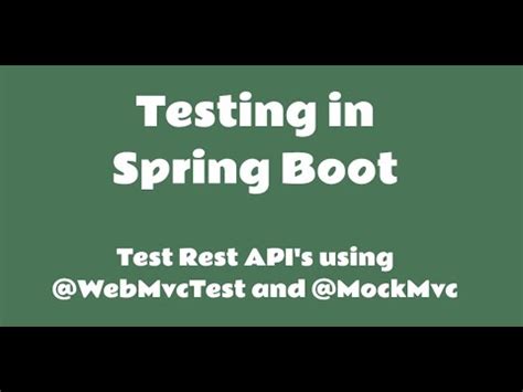 Test Rest API S Using WebMvcTest And MockMvc Annotations Testing In Spring Boot YouTube