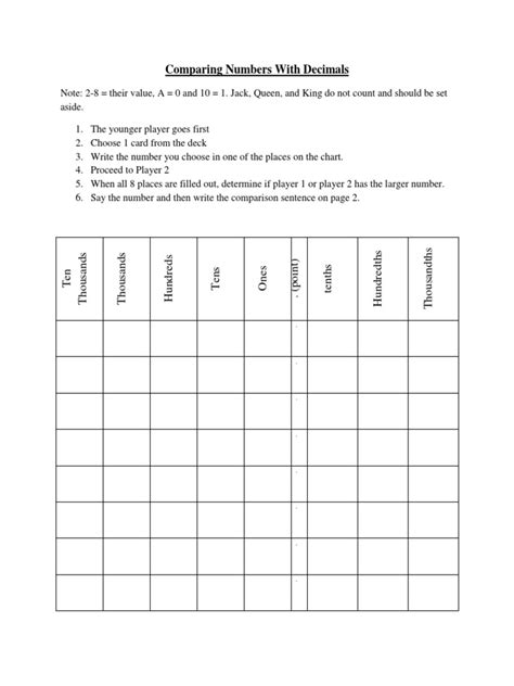Place Value Game Pdf