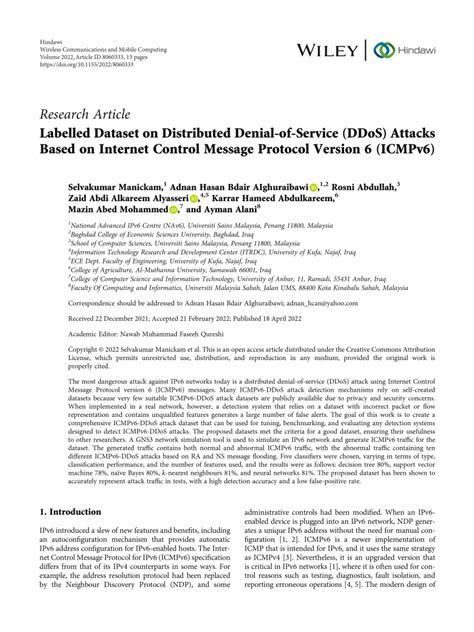 Pdf Labelled Dataset On Distributed Denial Of Service Ddos Attacks Based On Internet Control