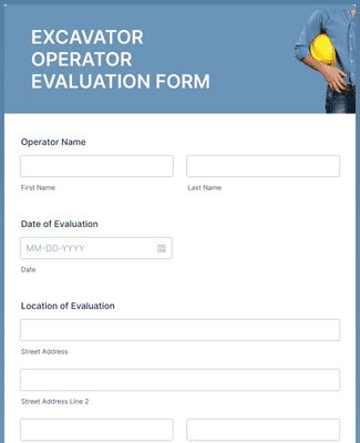 Excavator Operator Evaluation Form Template Jotform