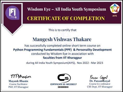 I Completed A Python Programming Fundamentals And Personality Development