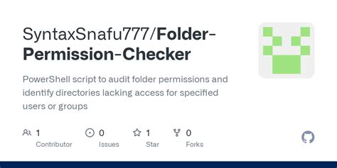 Github Syntaxsnafu777folder Permission Checker Powershell Script To