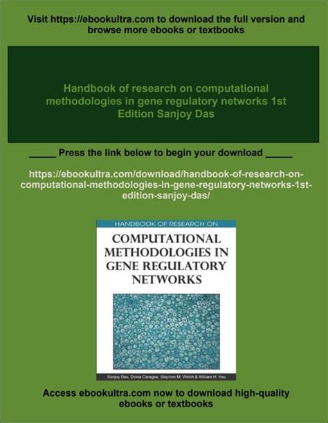 Handbook Of Research On Computational Methodologies In Gene Regulatory Networks 1st Edition