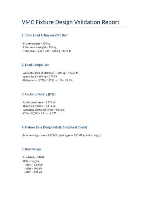 Vmc Fixture Design Validation Report For Filter Screen Final Pdf