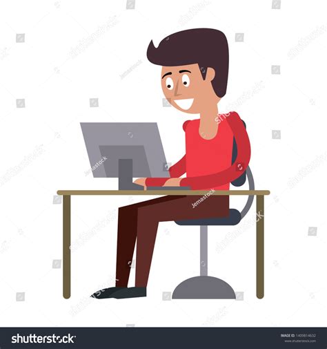Man Using Computer Icon Cartoon Vector Stock Vector Royalty Free 1409814632 Shutterstock