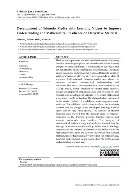 Pdf Development Of Edmodo Media With Learning Videos To Improve Understanding And Mathematical