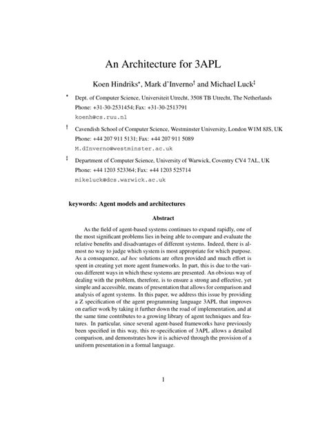 Pdf Architecture For Agent Programming Languages