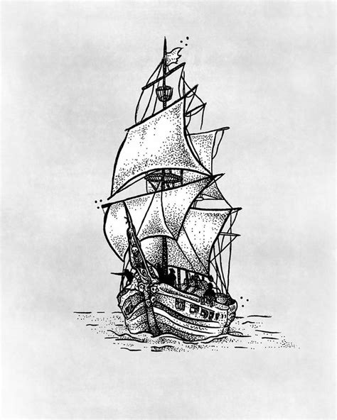 Pirate Ship Tattoo Stencil