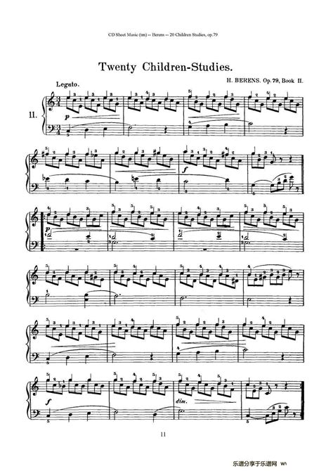 贝伦斯20首儿童钢琴练习曲 11 20 钢琴谱 五线谱