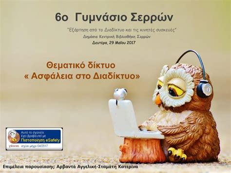Θεματικό δίκτυο Ασφάλεια στο διαδίκτυο Ppt