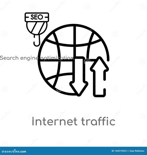 Outline Internet Traffic Vector Icon Isolated Black Simple Line