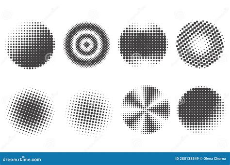 Circle Dots With Halftone Pattern Round Gradient Background Elements With Gradation Points