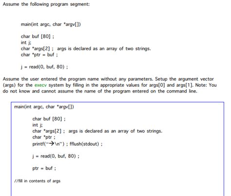 Solved Assume The Following Program Segment Mainint Argc