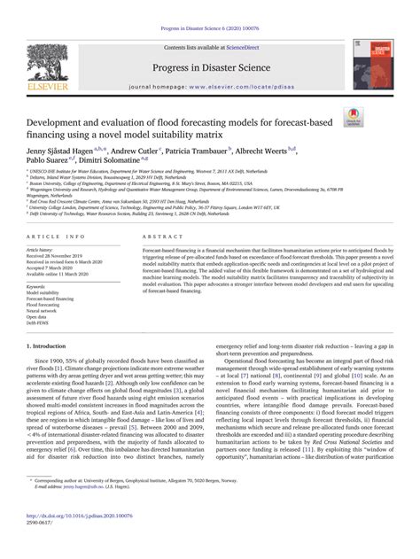 PDF Development And Evaluation Of Flood Forecasting Models For Forecast Based Financing Using