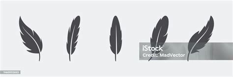 벡터 푹신한 깃털 실루엣 아이콘 집합 격리 플라밍고 천사 새 깃털의 디자인 템플릿입니다 가벼움 자유 개념 가벼운에 대한 스톡